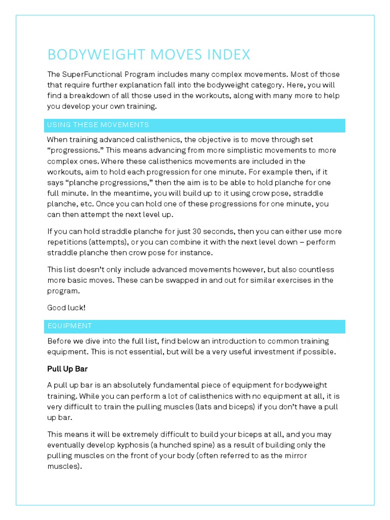 Appendix 1 - Bodyweight Training Index PDF | PDF | Muscle Contraction ...