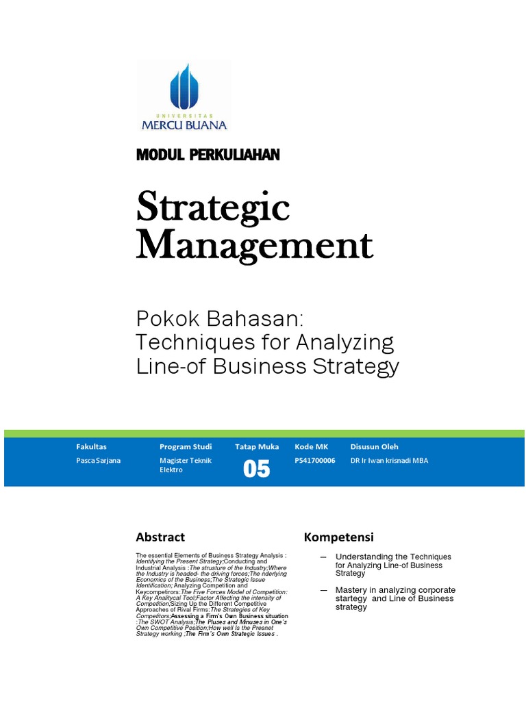 Module 5 Strategic Management | PDF | Strategic Management | Swot Analysis