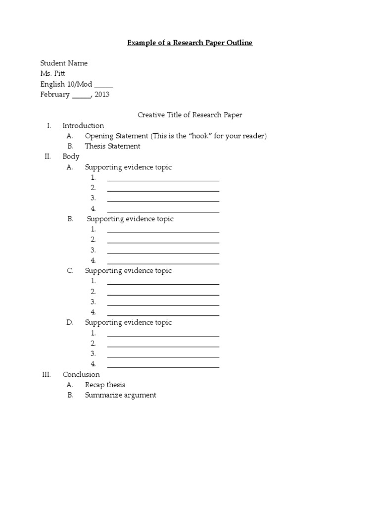 Research Paper Outline Example | PDF | Medicine | Determinants Of Health