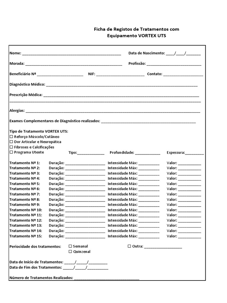 Ficha Registos VORTEX | PDF | RTT | Sistema de saúde