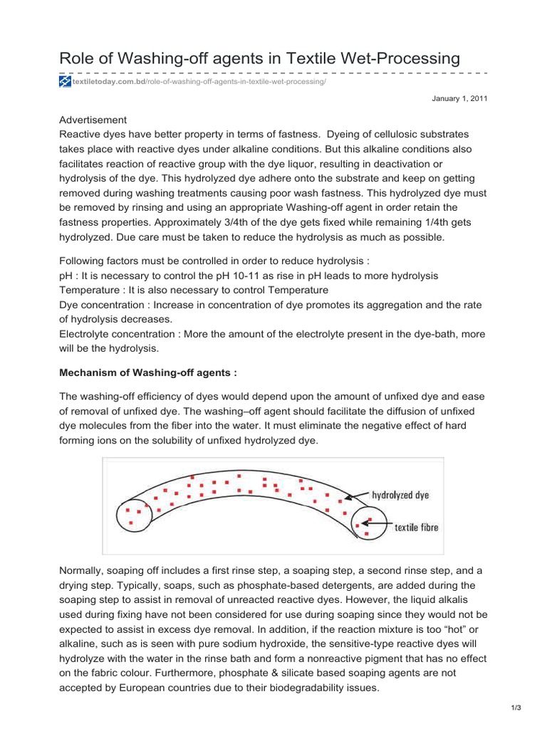 Washing-off Agents in Textile Processing | PDF | Dye | Hydrolysis