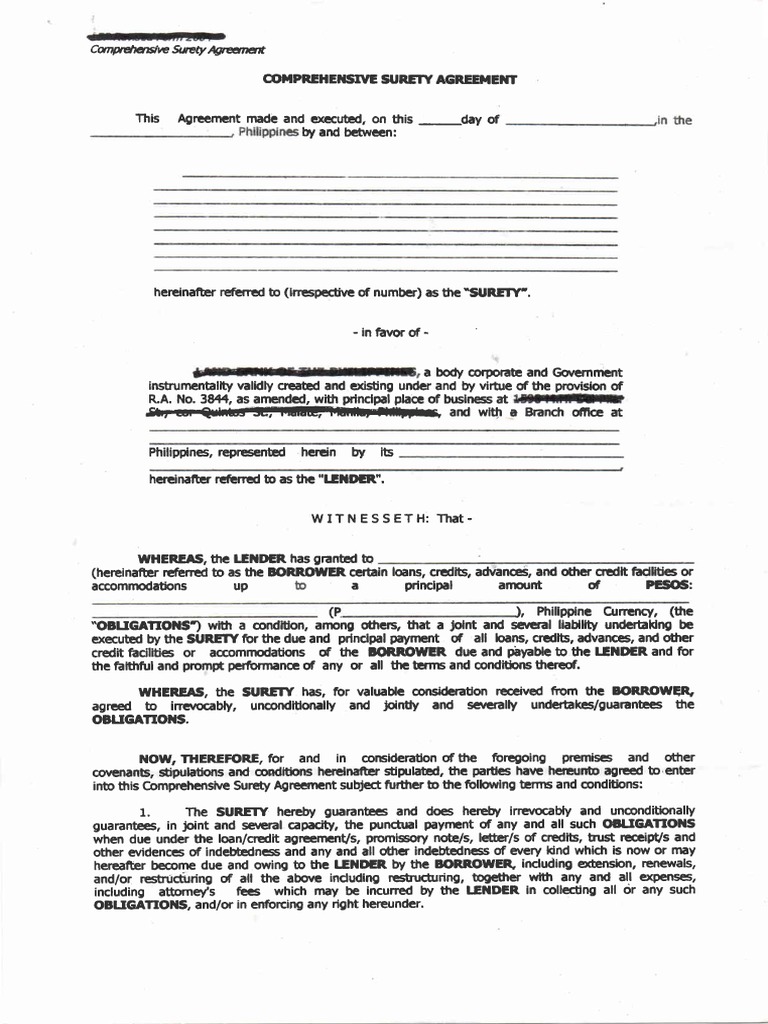 Comprehensive Surety Agreement PDF | PDF