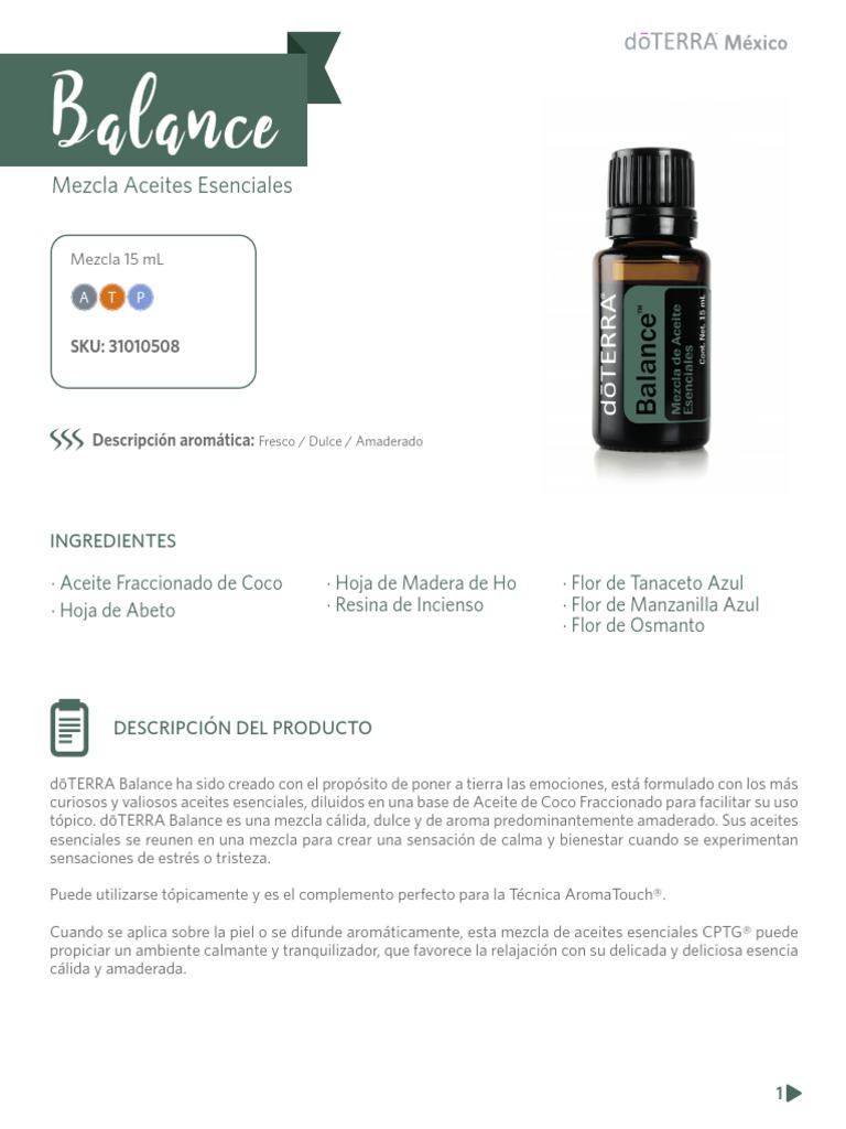 Aceite de Doterra Balance 15ml PDF | PDF | Yin y yang | Las emociones