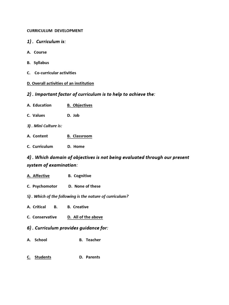 CURRICULUM DEVELOPMENT Final Exam | PDF | Curriculum | Evaluation