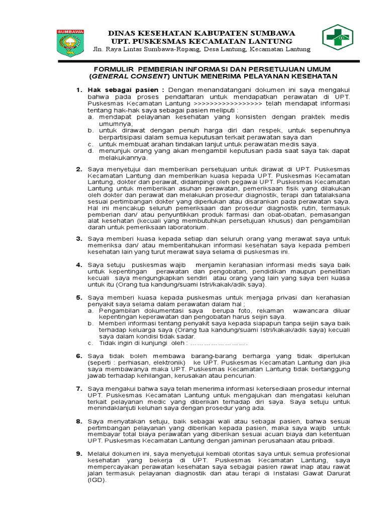 Formulir General Consent | PDF