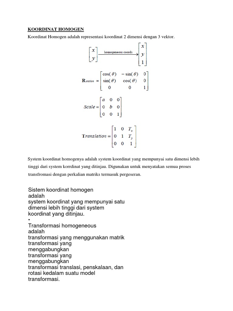 Koordinat Homogen | PDF | Metode & Bahan Ajar | Teknologi & Rekayasa