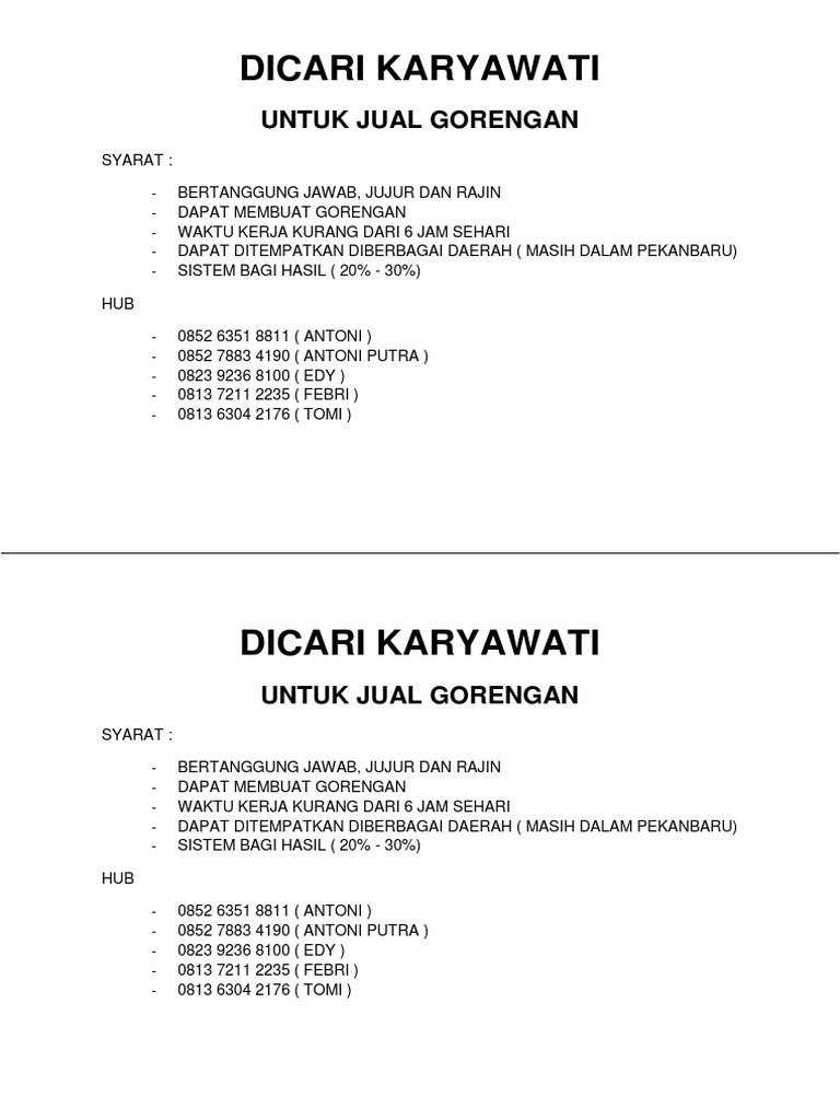 Dicari Karyawati | PDF