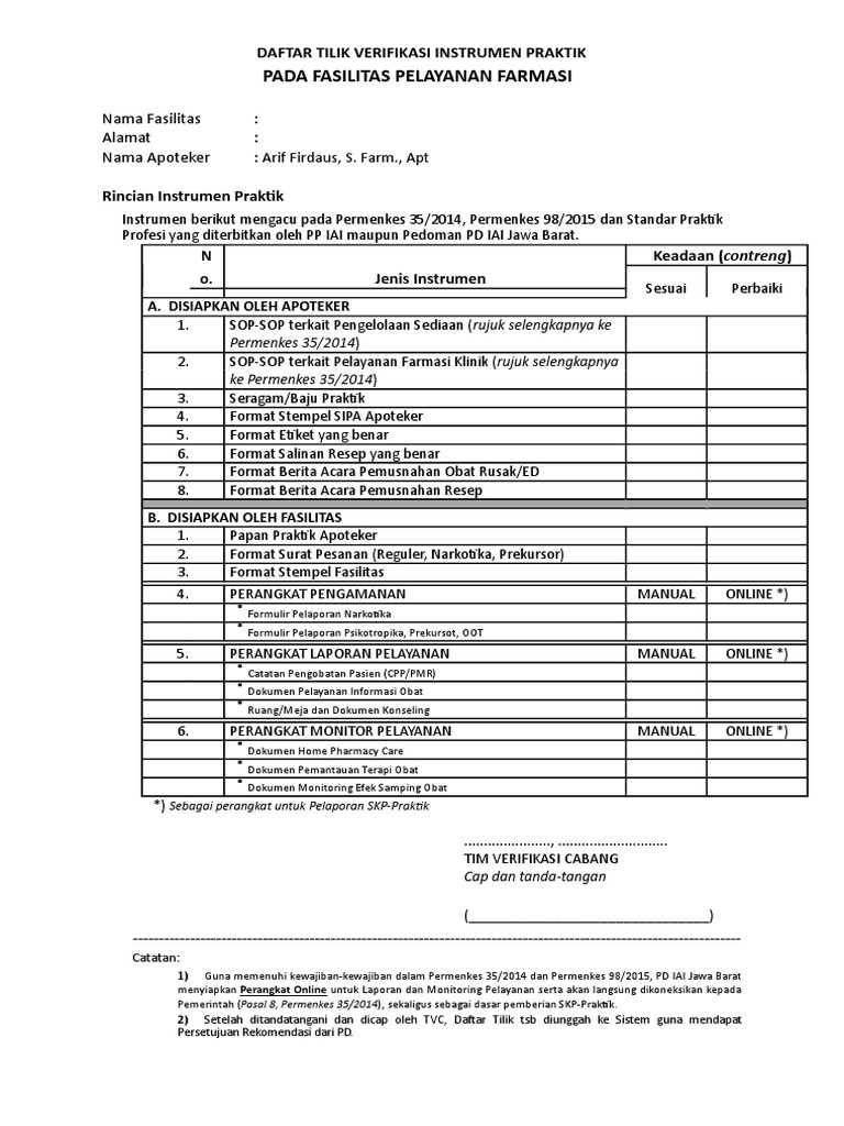 Form Daftar Tilik | PDF