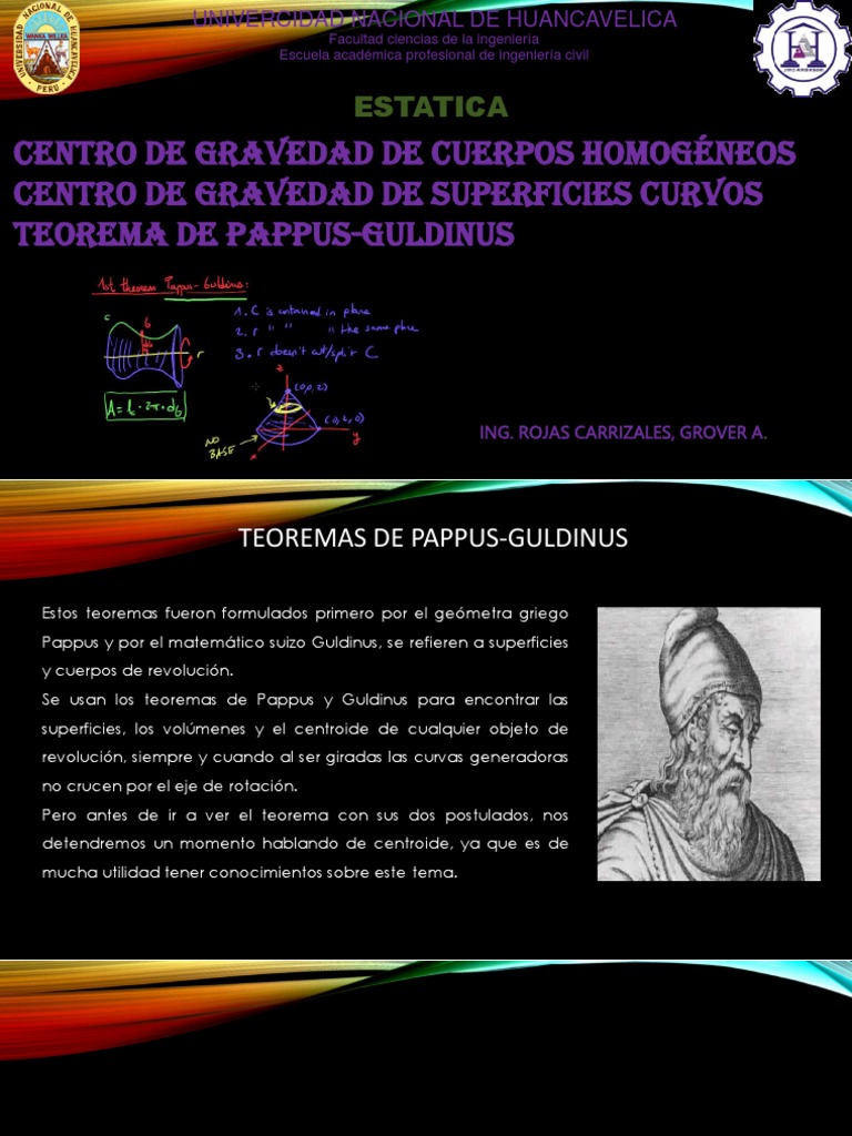 Exposicion Teorema Pappus Guldin | PDF | Integral | Centro de masa