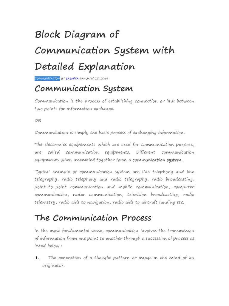 Block Diagram of Communication System With Detaile | PDF | Transmission ...