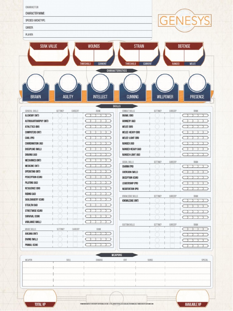 Genesys Character | PDF