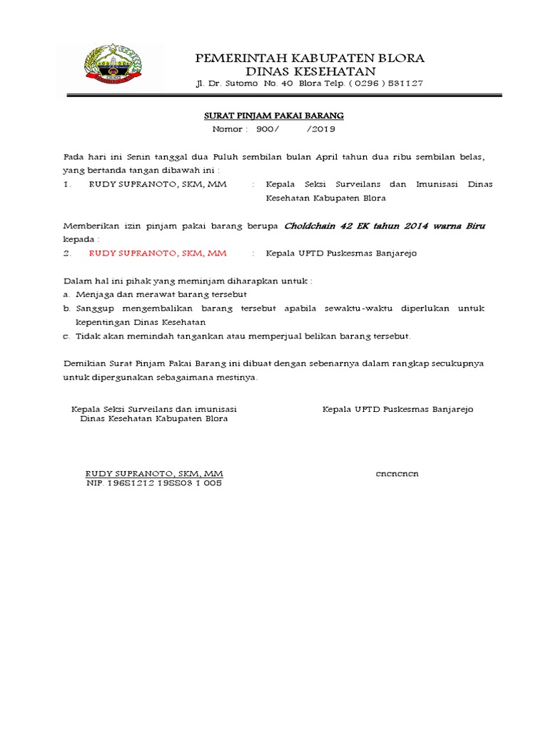 Surat Pinjam Pakai | PDF