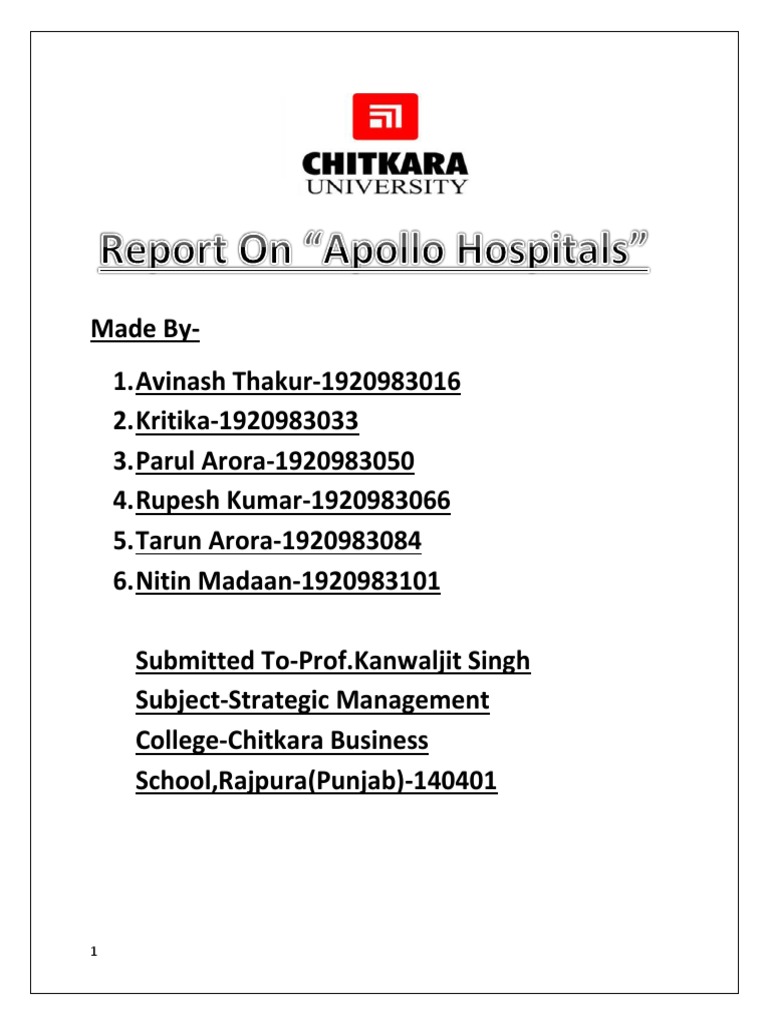 Apollo Hospital Report | PDF | Health Care | Hospital