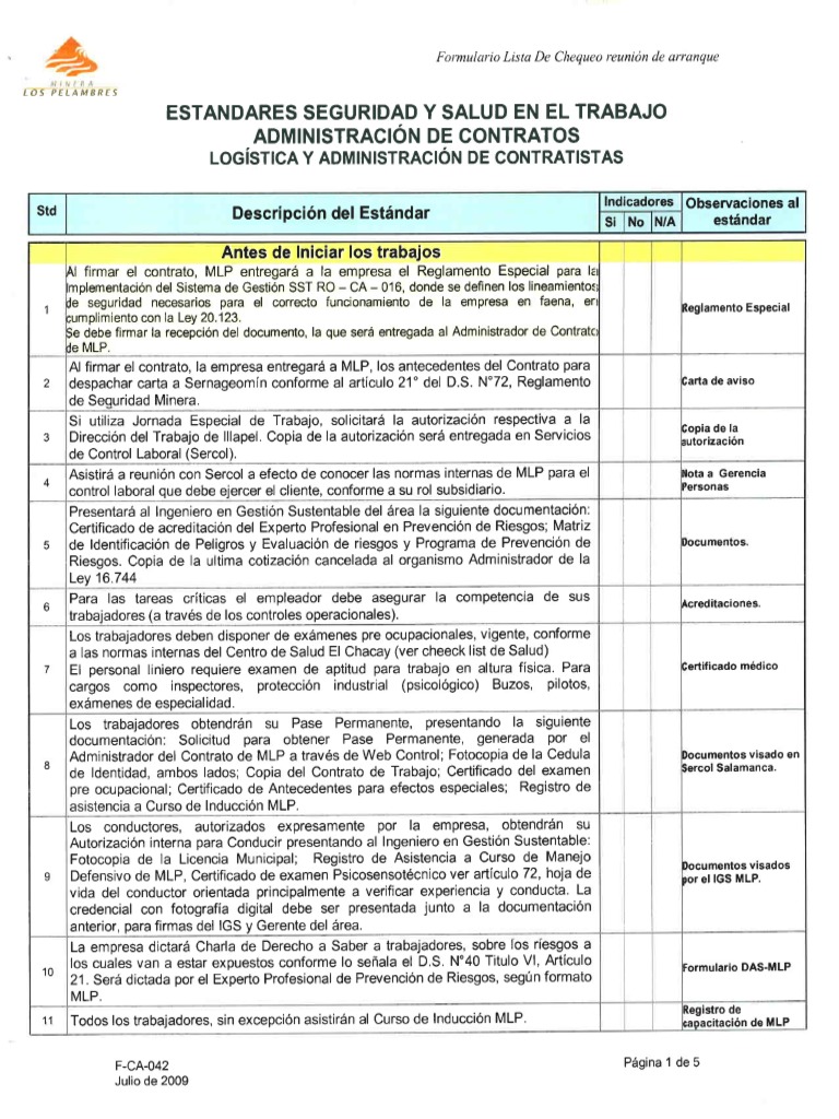 Check List Reunion de Arranque | PDF