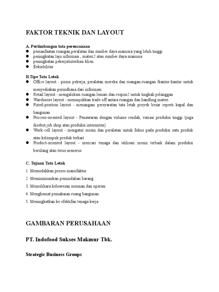 Tugas Ddmo Tata Letak PT - Indofood Nama K | PDF