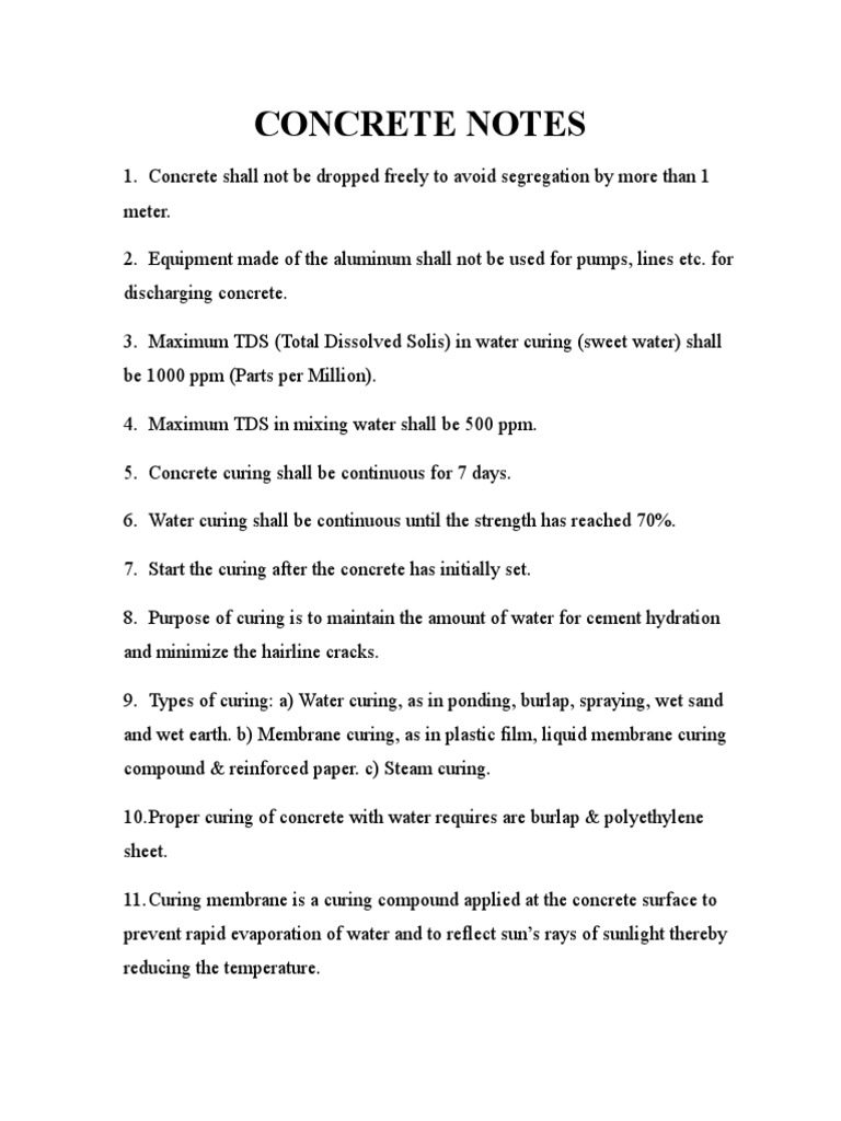My Notes Concrete | PDF | Concrete | Cement