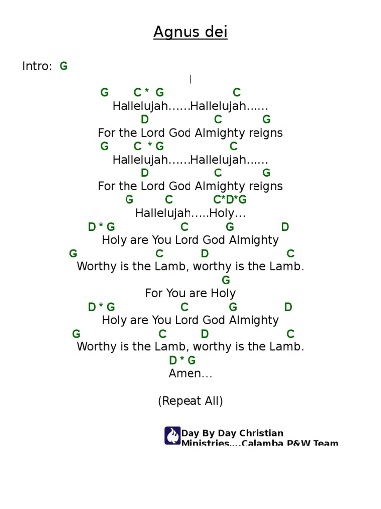 aGNUS DEI lyRICS AND cHORDS | PDF