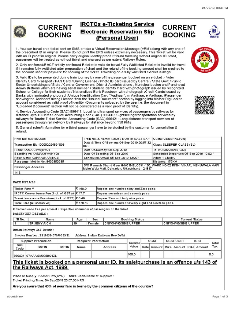 Ticket PDF | PDF | Identity Document | Ticket (Admission)