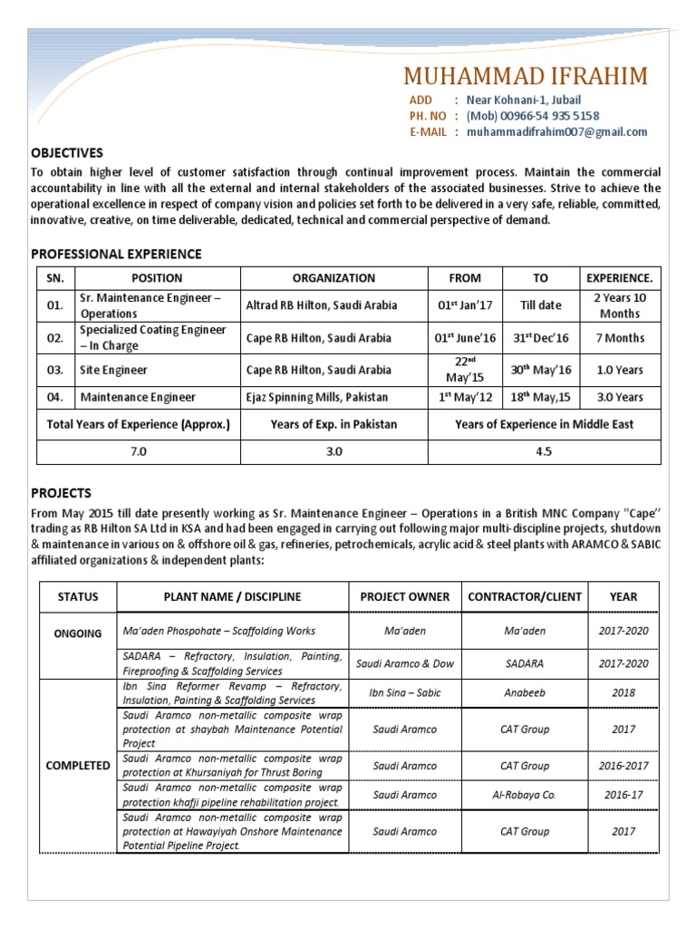 C.V - Muhammad Ifrahim - Scaffolding PDF | PDF | Iso 9000 | Business