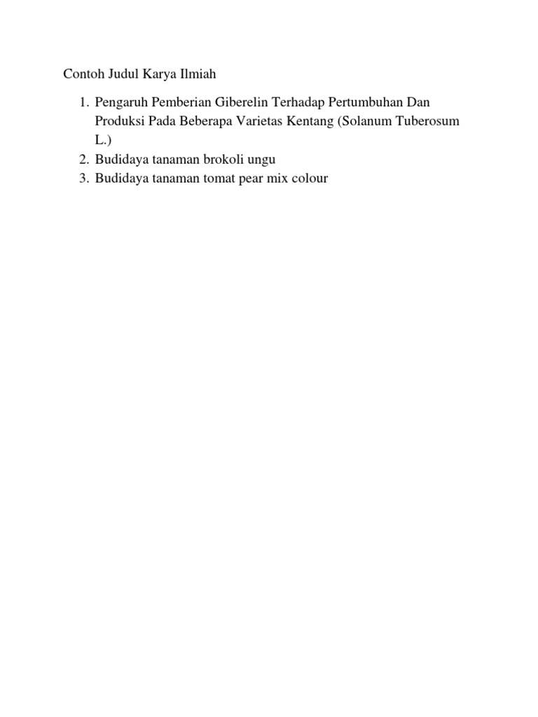 Contoh Judul Karya Ilmiah | PDF