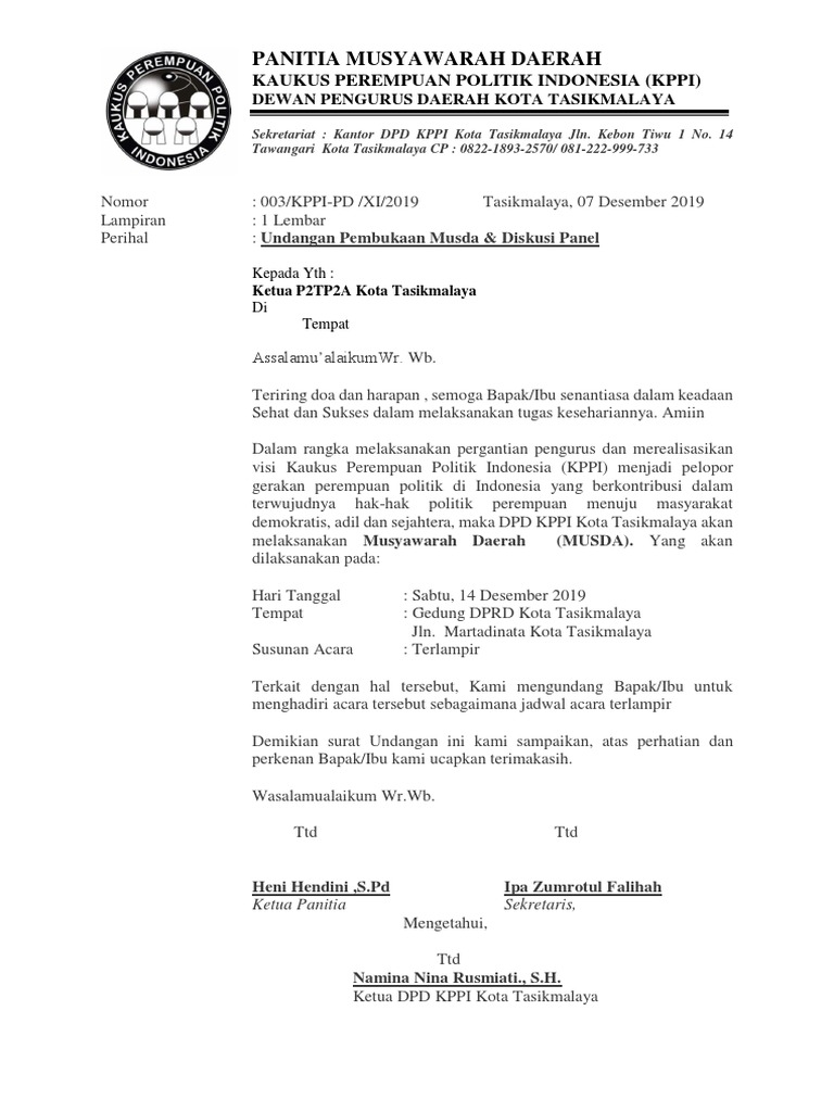 Surat Permohonan Pembukaan Dan Diskusi Panel PDF | PDF