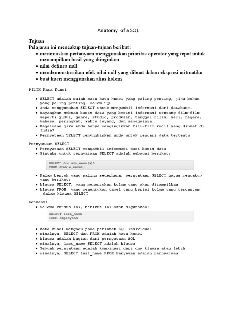 Anatomy of A SQL | PDF
