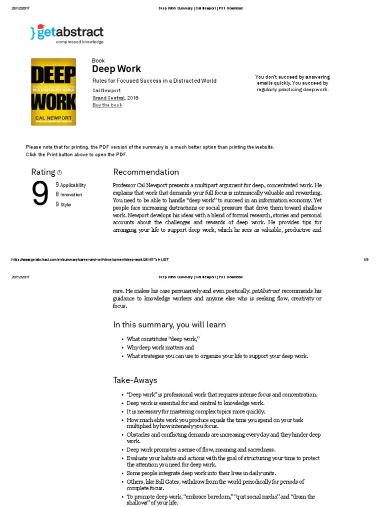 Deep Work | Download Free PDF | Attention | Social Media