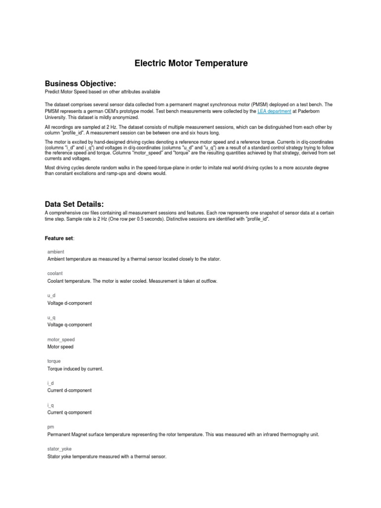 Electric Motor Project - Requirement Document | PDF | Electric Motor ...
