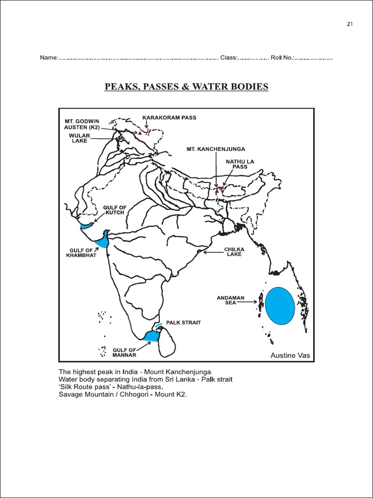 3621 - Icse - Grade - X - Geography - India Physical Maps - Coloured ...
