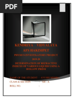 Physics Project: Refractive Indices | PDF | Prism | Refractive Index