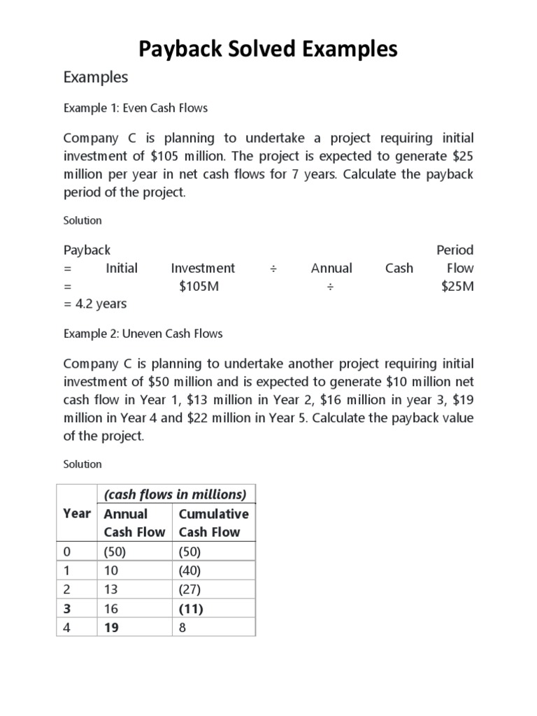 Payback SOlved Examples | PDF | Risk | Corporations