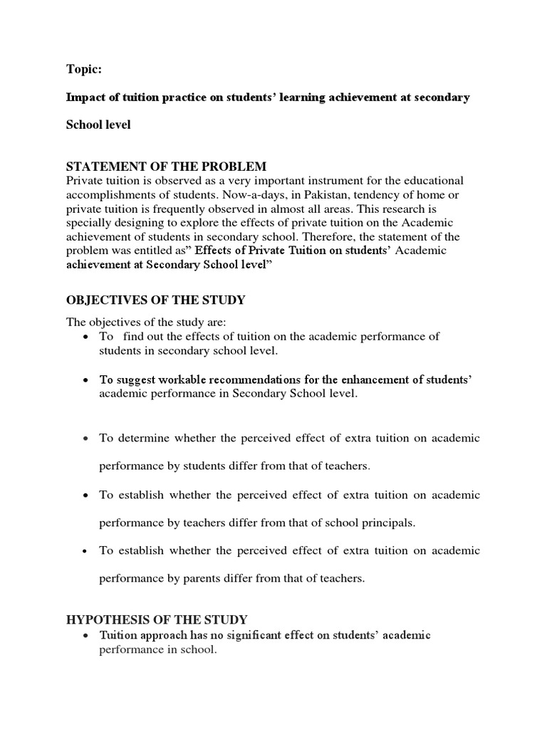 Effects of Private Tuition on Achievement | PDF | Tutor | Qualitative ...