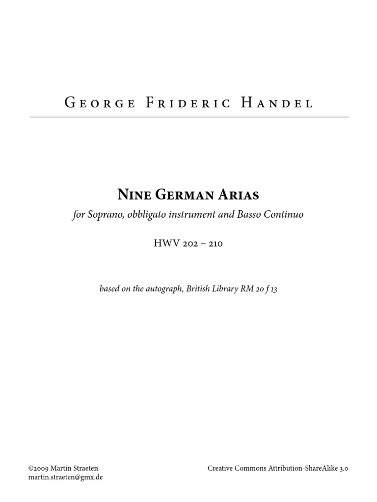 Nine German Arias Score | PDF