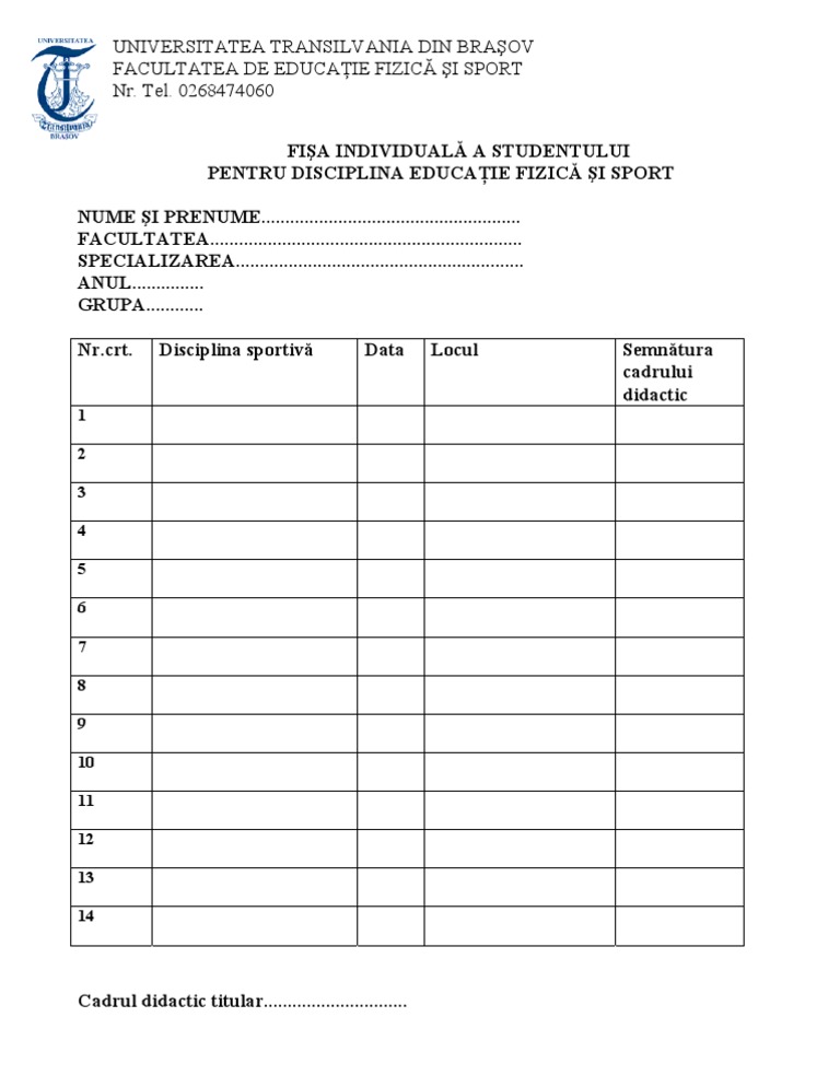 Fisa Individuala | PDF