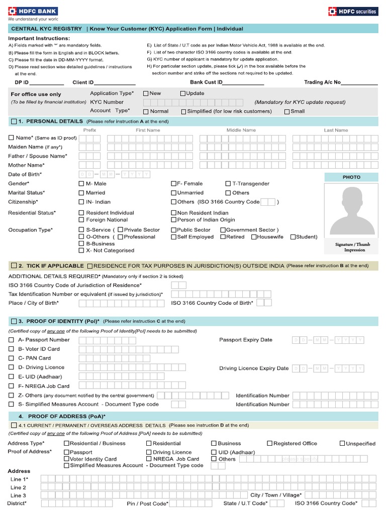 Guidelines for Individual KYC Form Filling | PDF | Identity Document ...