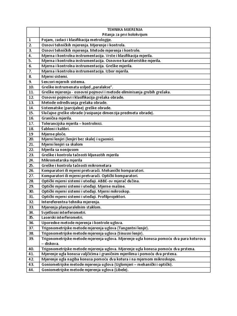Tehnika Mjerenja I Dio | PDF