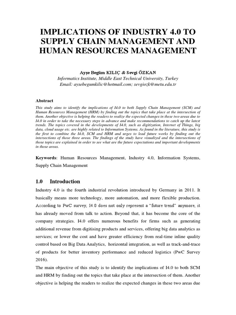 Industry 4.0 and SCM | PDF | Big Data | Human Resource Management