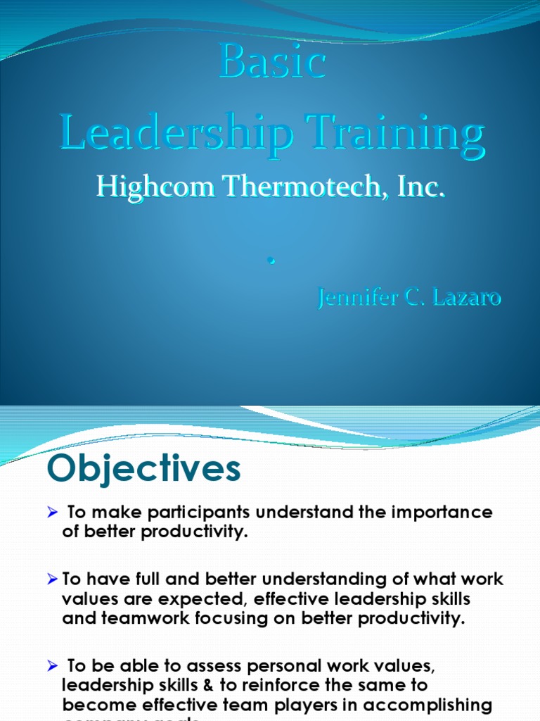 Basic Leadership Training | PDF | Goal | Leadership