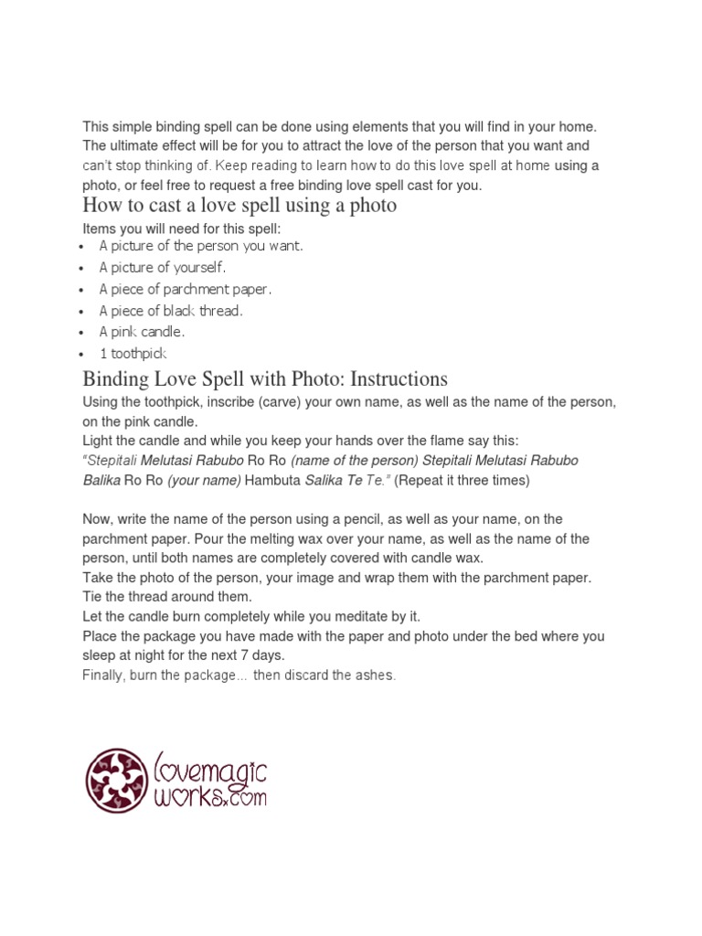 This Simple Binding Spell Can Be Done Using Elements That You Will Find ...