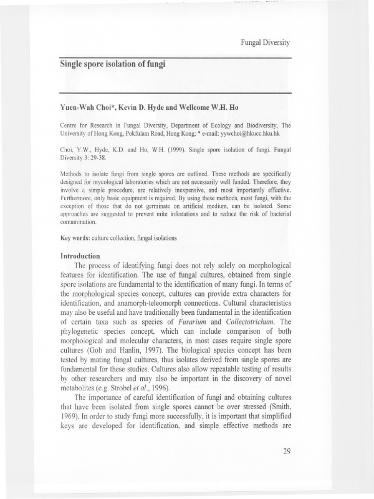 Single Spore Isolation of Fungi PDF | PDF | Fungus | Sterilization ...