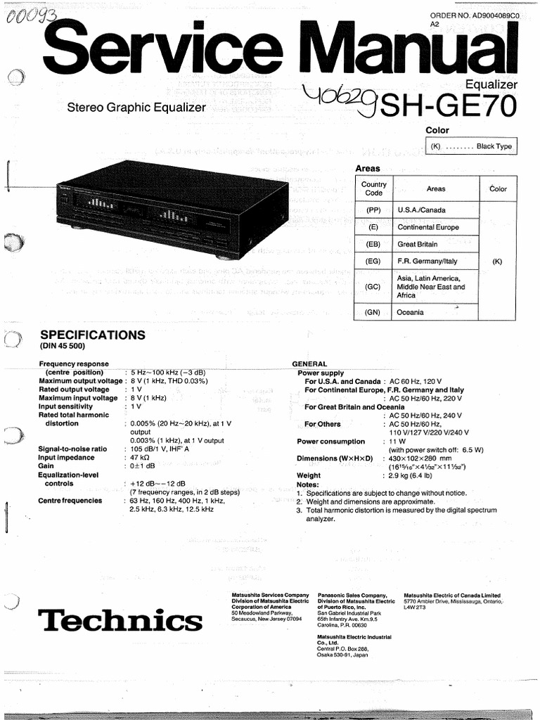 Technics Sh-Ge70 SM | PDF