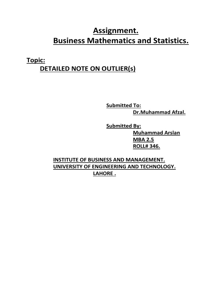 OUTLIERS | PDF | Outlier | Statistical Analysis