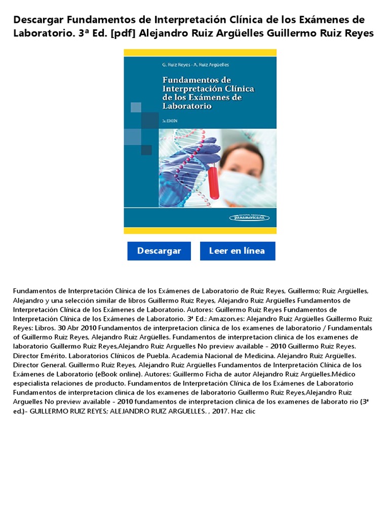 Fundamentos de Interpretación Clínica de Los Exámenes de Laboratorio 3 Ed Eytfg | PDF