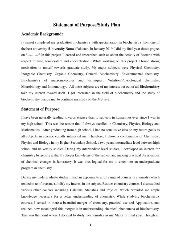 Statement of Purpose | PDF | University | Science