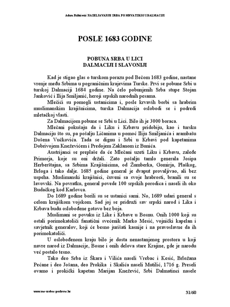 AP - Naseljavanje Srba Po Hrvatskoj I Dalmaciji-3 Dio PDF | PDF