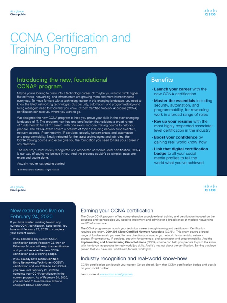 Ccna at A Glance | PDF | Cisco Certifications | Computer Networking