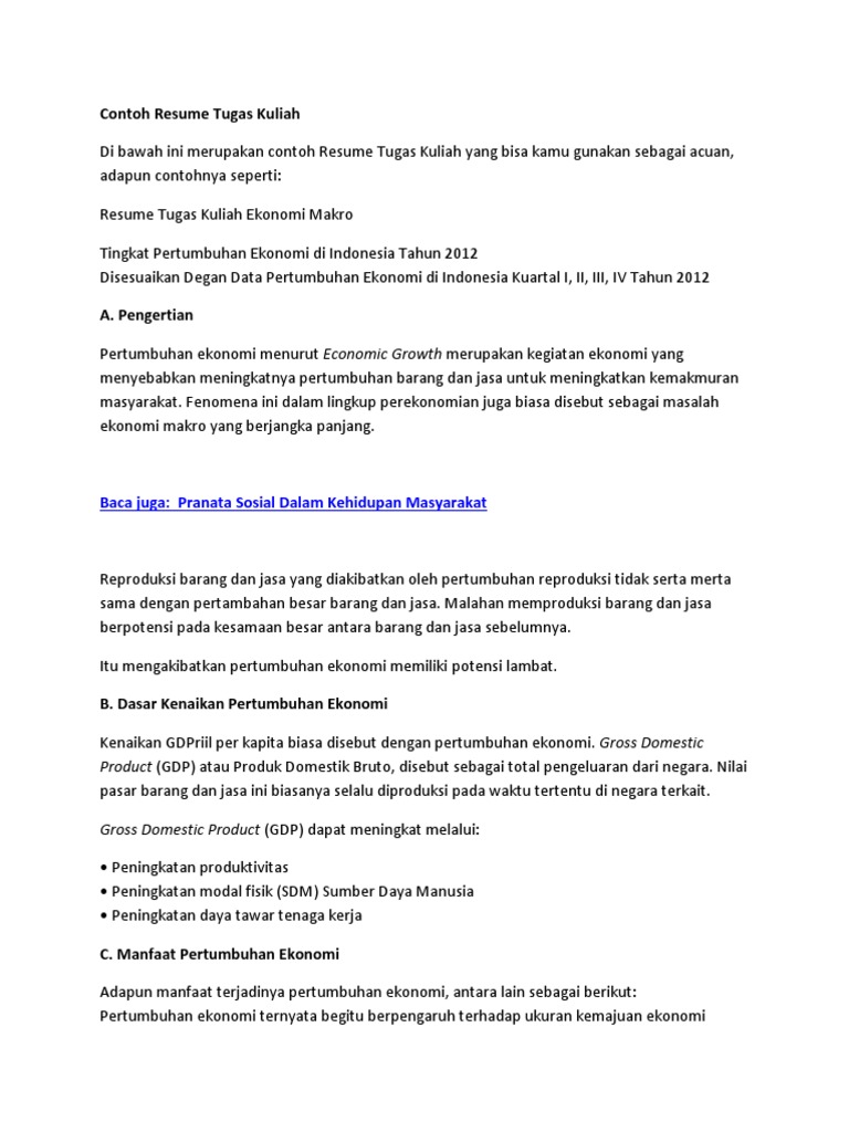 Contoh Resume Tugas Kuliah | PDF