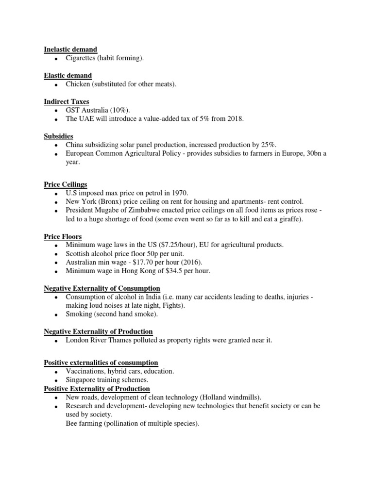 IB Economics Real Life Examples | PDF | Subsidy | Carbon Tax