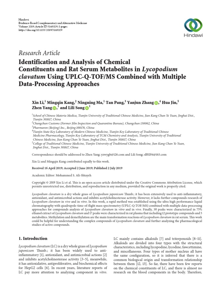 Lycopodium 2 | PDF | Mass Spectrometry | High Performance Liquid Chromatography