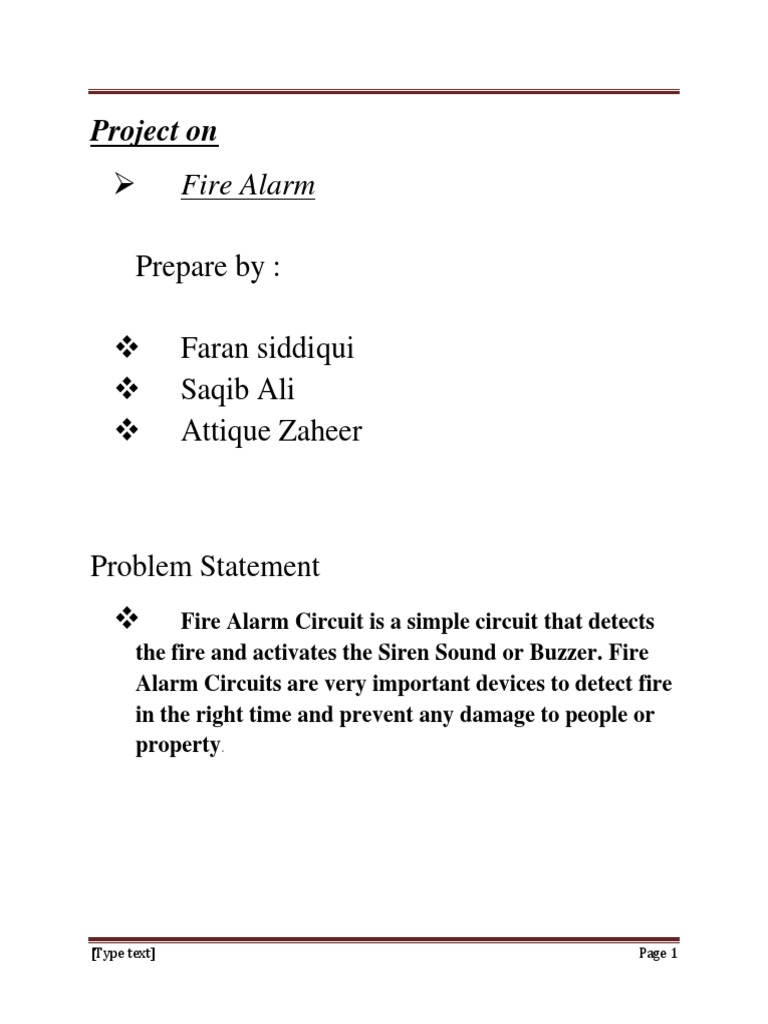 Fire Alarm Circuit Project Overview | PDF | Technology & Engineering ...